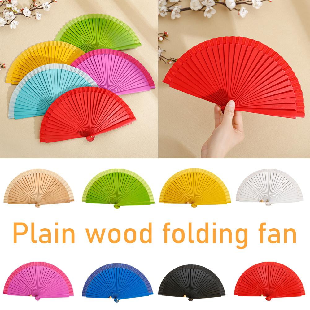 HPDL Plain Pure Wood Folding Fan Portable Dances Fan Wooden Fan Wedding ...
