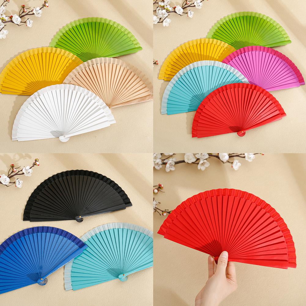 HPDL Plain Pure Wood Folding Fan Portable Dances Fan Wooden Prop Party ...