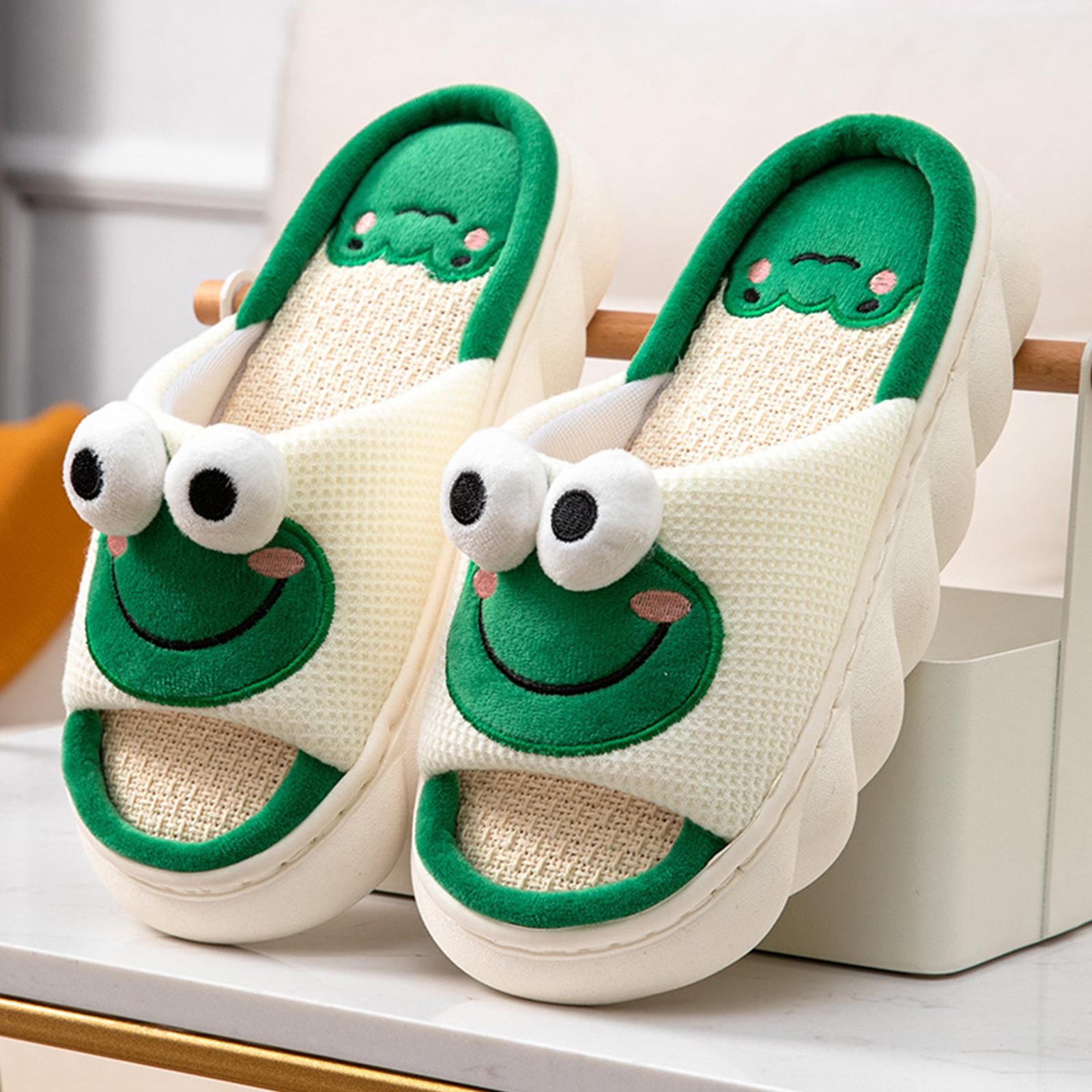 HPDL Soft Warm Indoor Slippers for Women and Men Cute Frog Design with ...