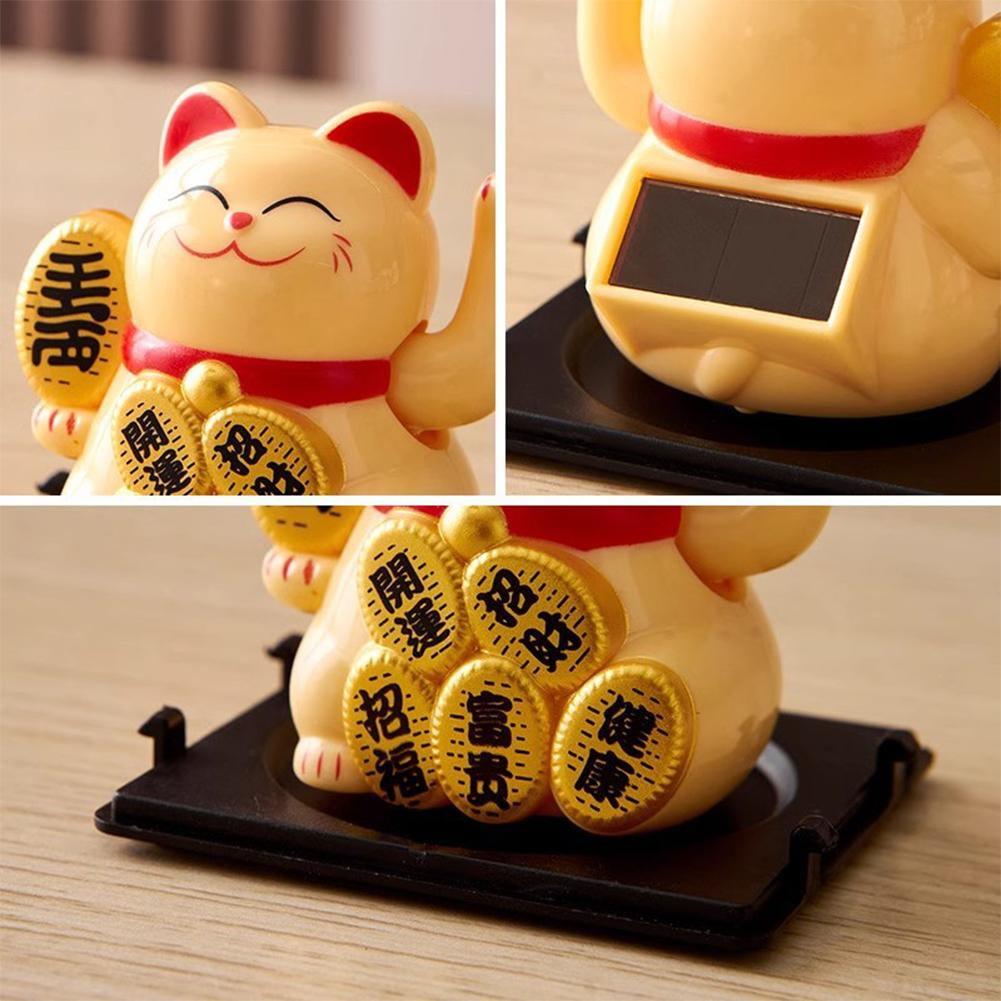 HPDL Solar Energy Welcome Lucky Cat Figurine Shaking Hand Fortune Cat ...