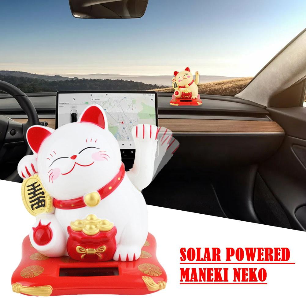 HPDL Solar Powered Lucky Maneki Neko Waving Beckoning Fortune Car Cat ...