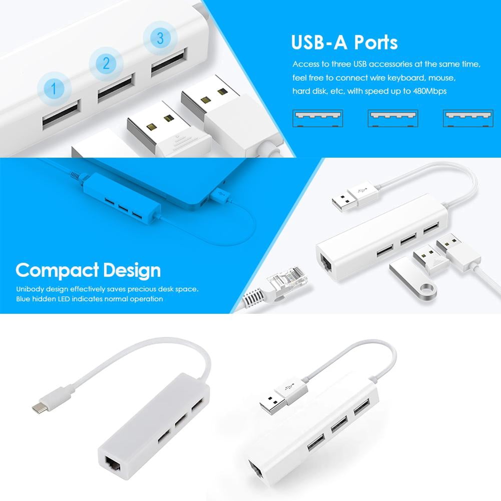 HPDL USB Type C to Ethernet RJ45 Network LAN Adapter Converter Hub ...