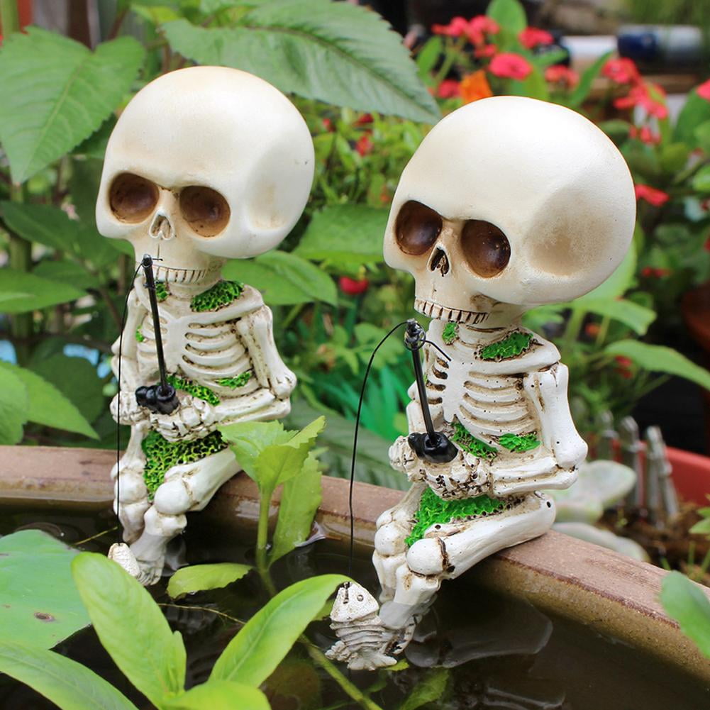 HPDL WSRRDRECVHi Fishing Skeleton StatueMini Skeleton FigurinesCute ...