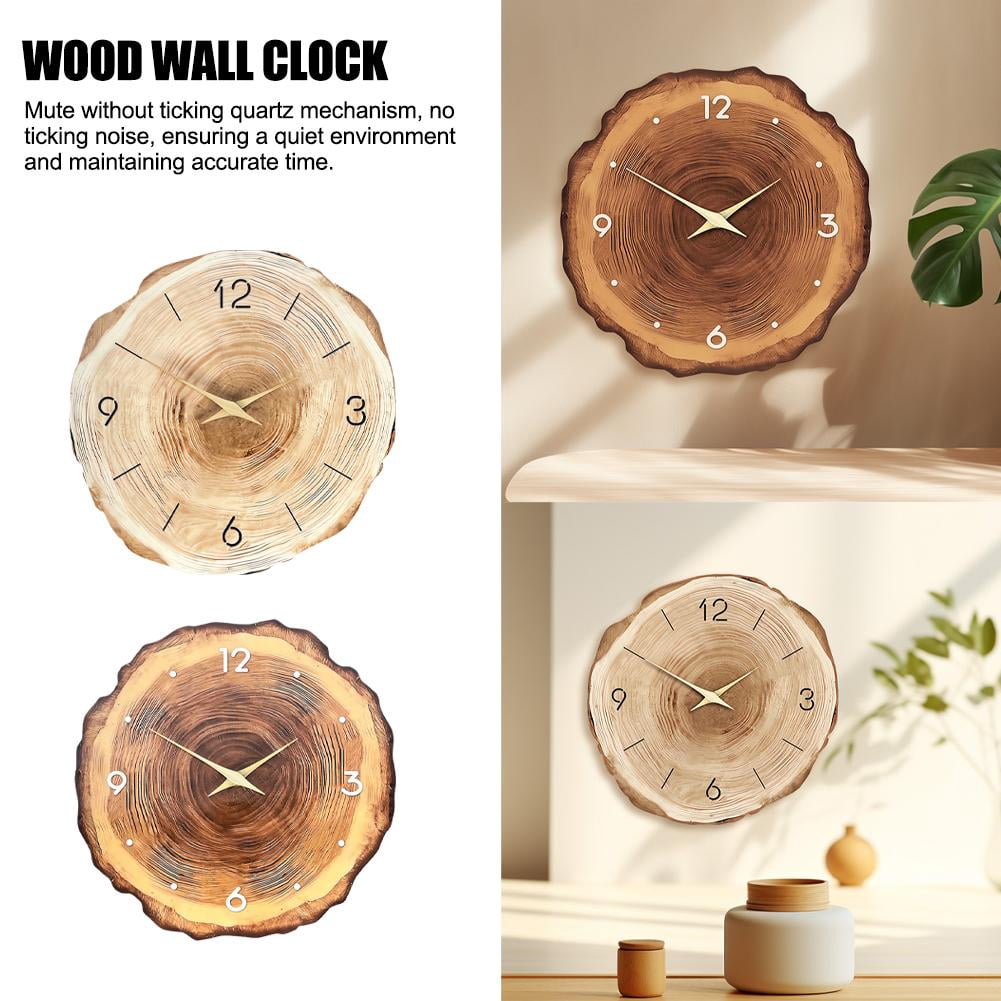 HPDL Wood Annual Wall Clock for Living Room Decor Rustic Wall Clock 12 ...