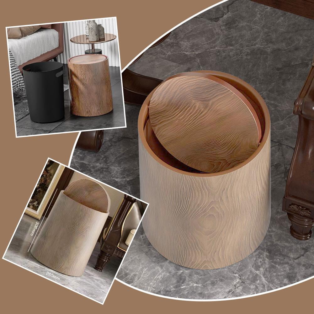 HPDL ZHOSXRC 1215L Trash Can with LidWood Grain Trash CanWalnut Brown ...