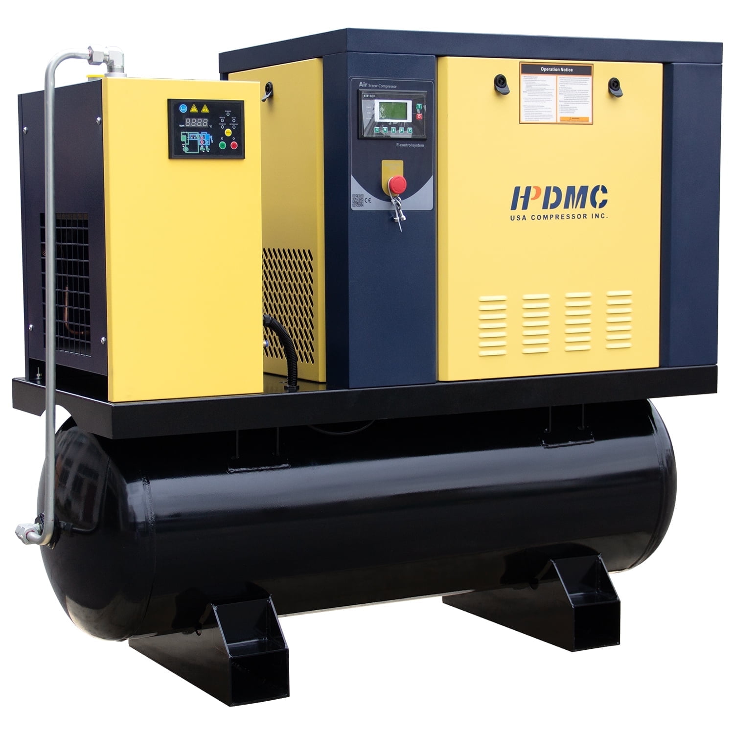 HPDMC 10HP Rotary Screw Air Compressor, 208-230V 3-Phase, 35 CFM @ 125 ...