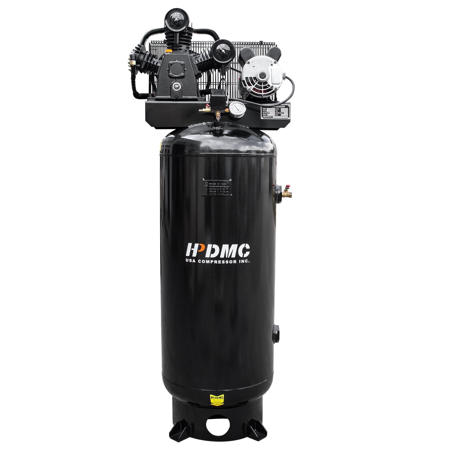 HPDMC 5.5HP Piston Air Compressor 220V/1Ph 60-Gallon Vertical ASME Tank ...