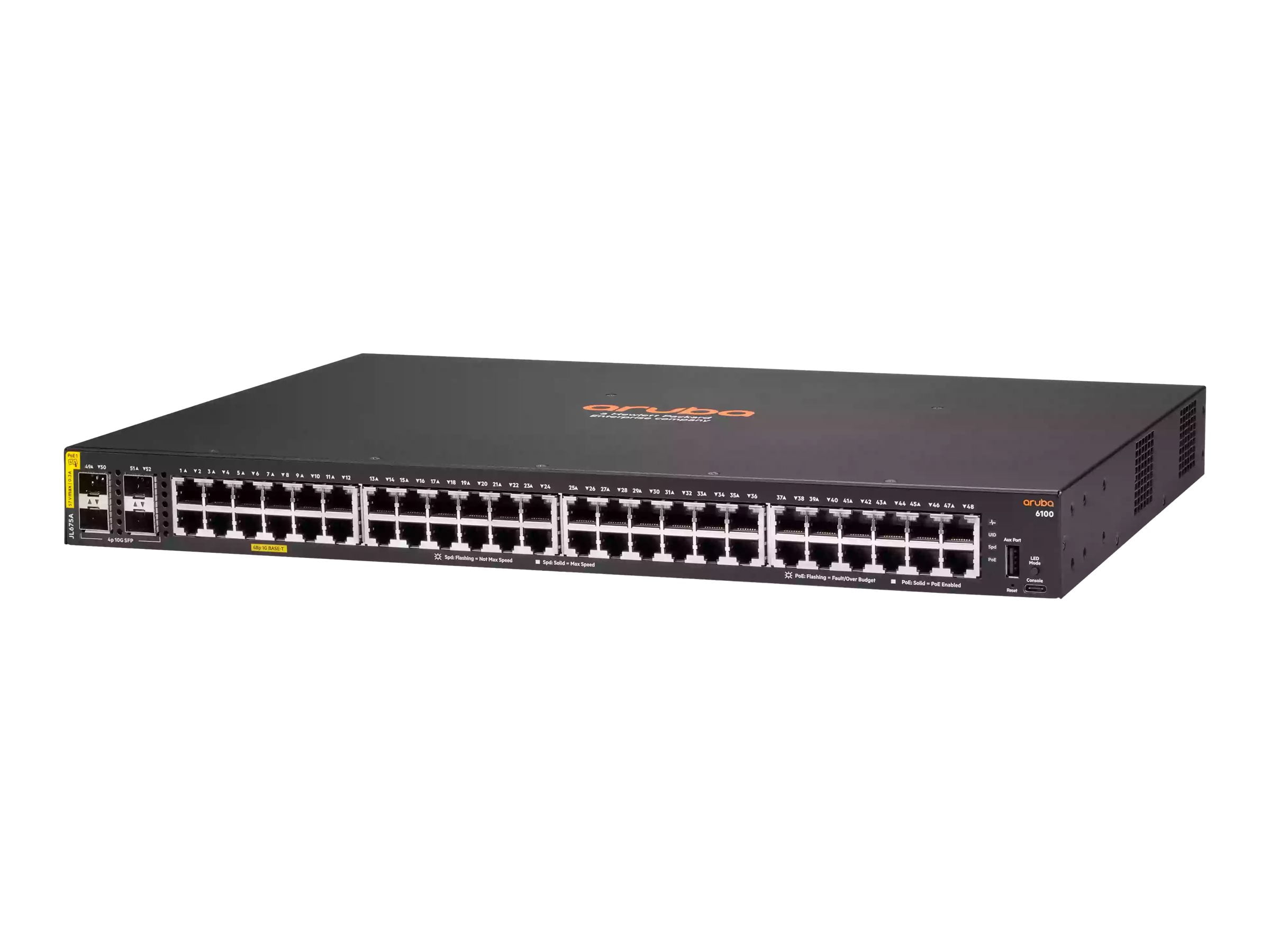 HPE Aruba 6100 48G Class4 PoE 4SFP+ 370W Switch - Switch - managed - 48 ...