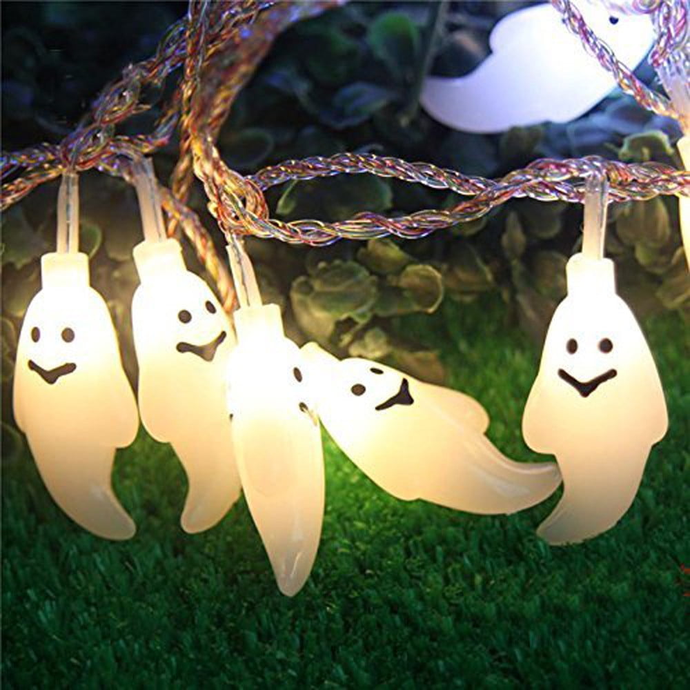 HPHW 1.2M 10LED Halloween String Lights, White Ghost, Battery-Powered ...