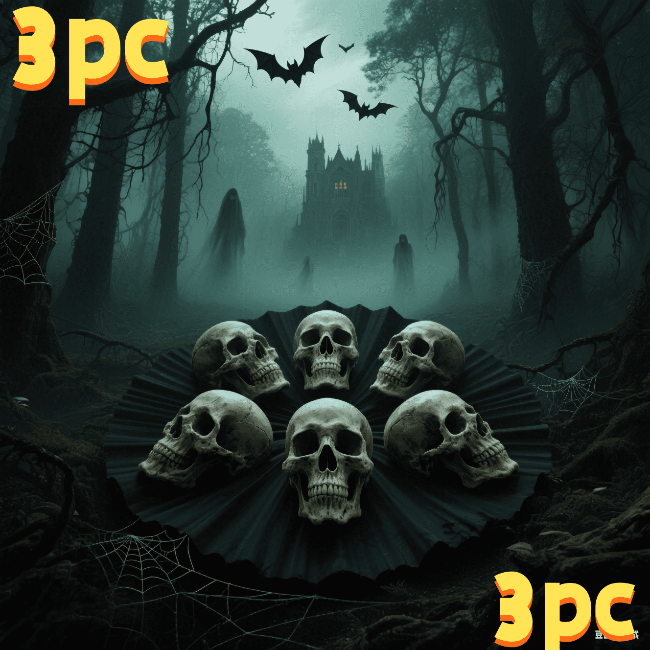 HPHW 6Pcs Halloween Skeleton Heads - Realistic Plastic, 10x14cm, Horror ...