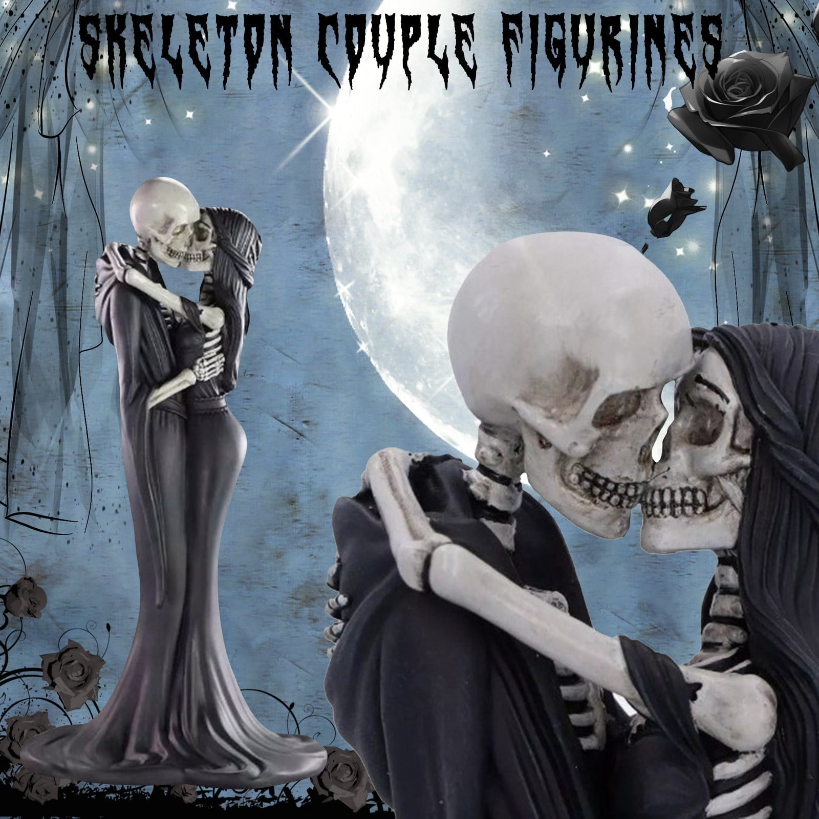 HPHW Skeleton Bride and Groom Figurines - 12’’ Resin Collectible ...