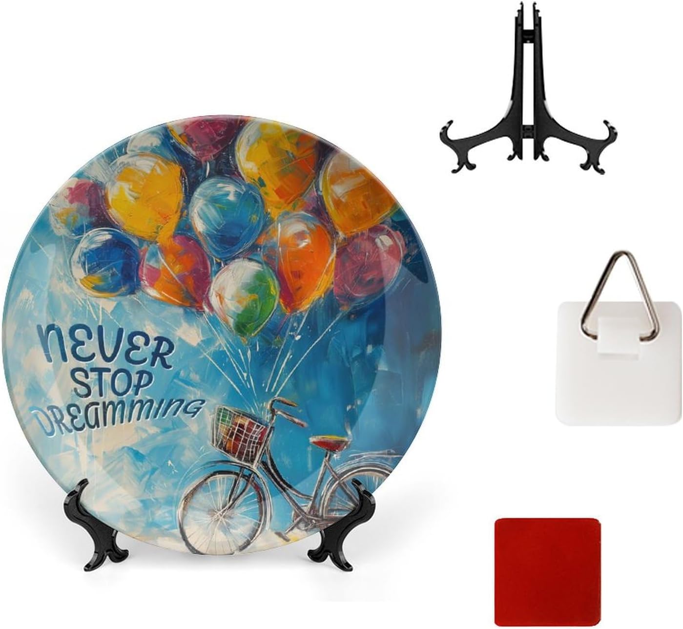 HPINK-T Balloon Dreaming Bicycle Bone China Decorative Plate Ceramic ...