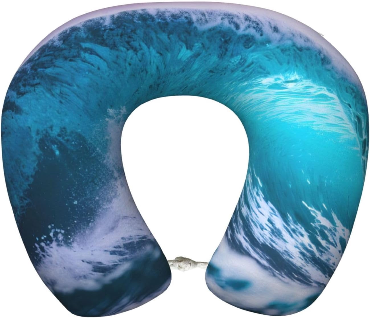 HPINK-T Blue Ocean Wave Print Custom U-Shaped Travel Pillow,Memory Foam ...