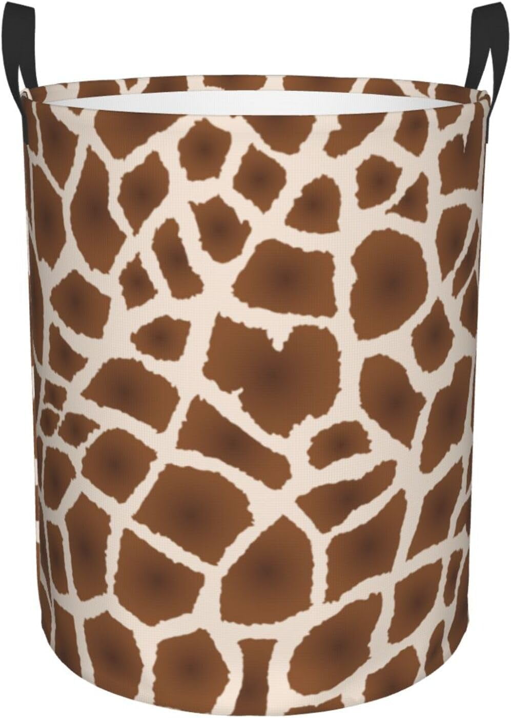 HPINK-T Brown Giraffe Spots Collapsible Laundry Basket,Laundry Hamper With Handles Round Laundry ...