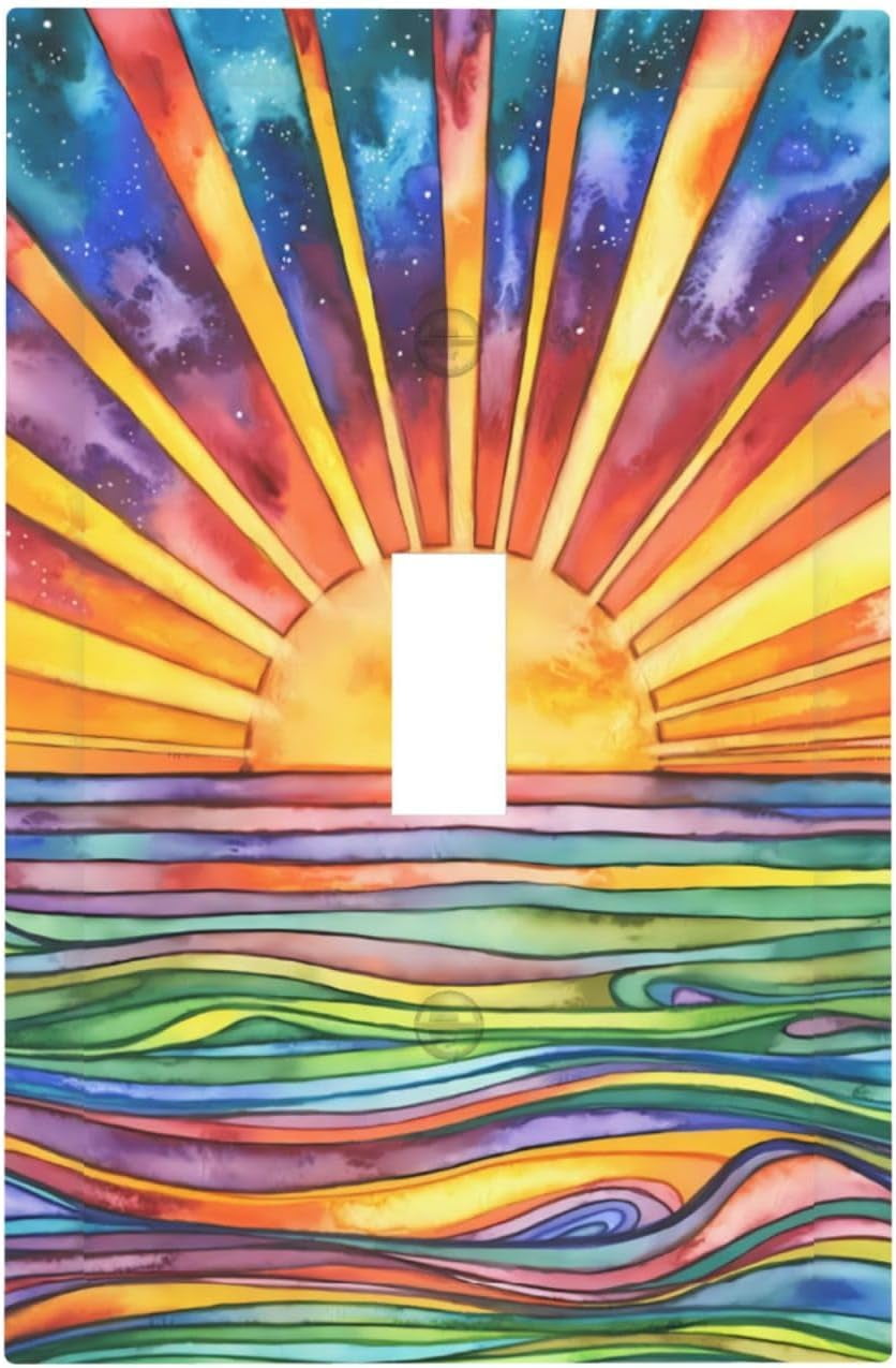 HPINK-T Colorful Boho Sun 1 Gang Single Toggle Light Switch Cover ...