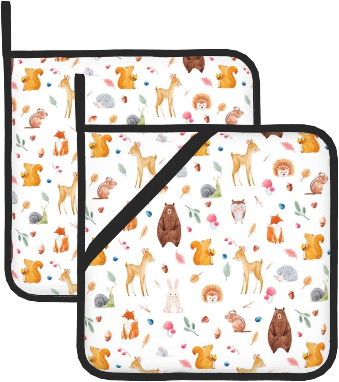 HPINK-T Cute Forests Animal Deer Squirrel Fox Pot Holder Set of 2, Pot ...