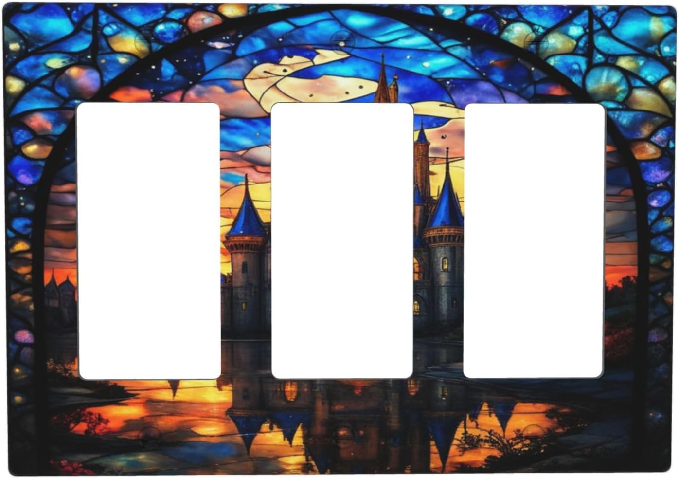 HPINK-T Decorative Light Switch Plate Covers Medieval Castle 3-Gang ...