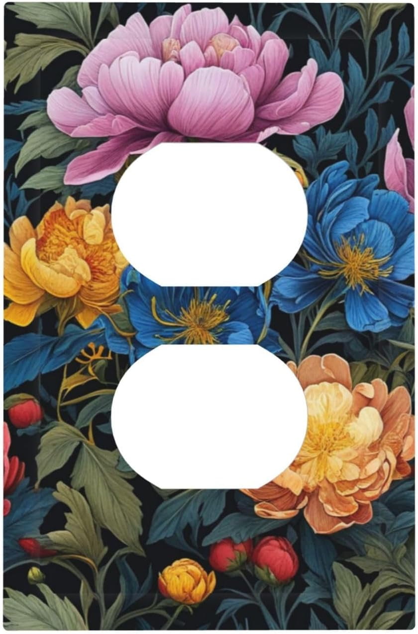 HPINK-T Decorative Outlet Covers Yellow Pink Red Flowers 1-Gang Duplex ...