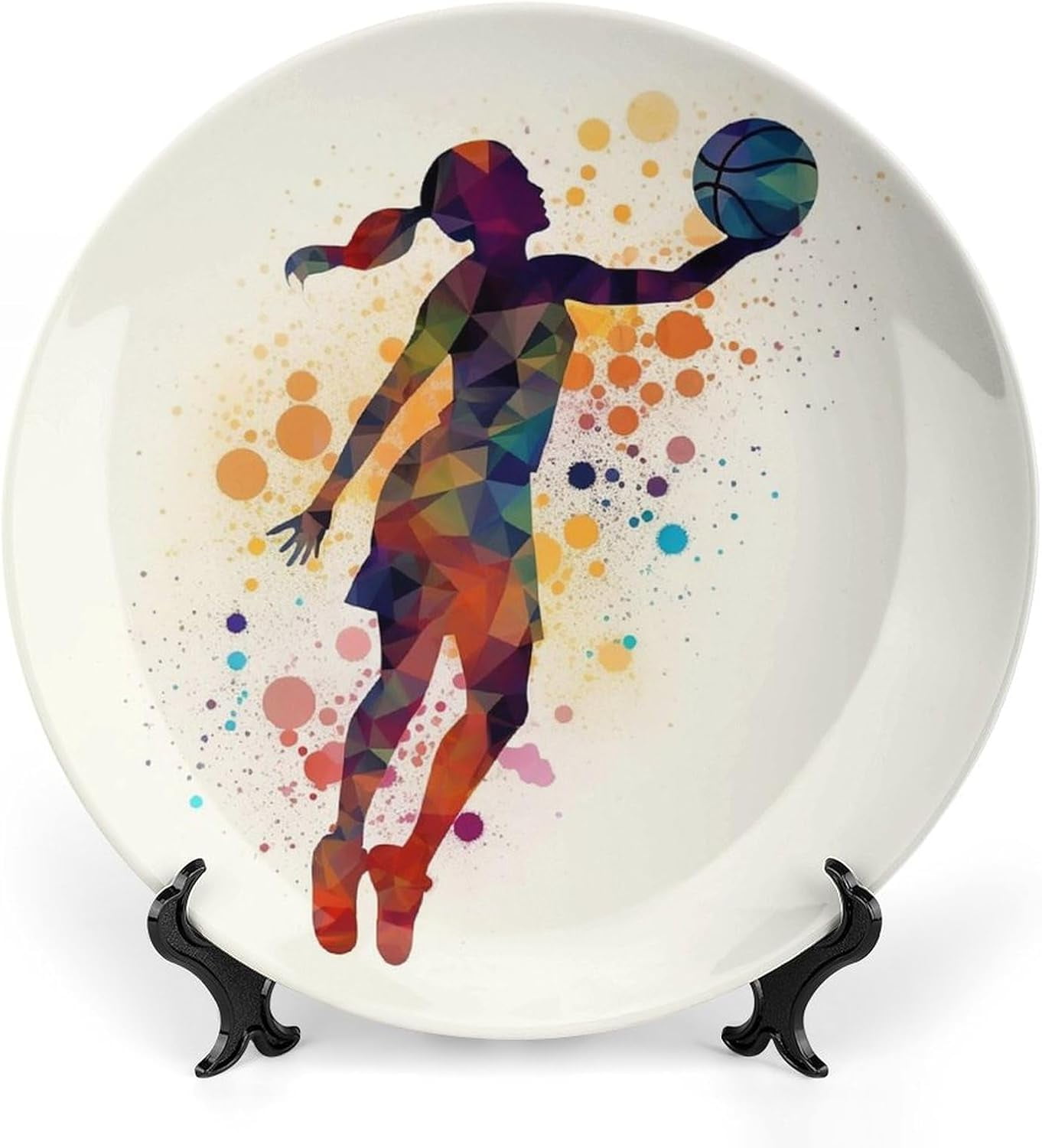 HPINK-T Decorative Plate for Wall Hanging Basketball Pattern Bone China ...