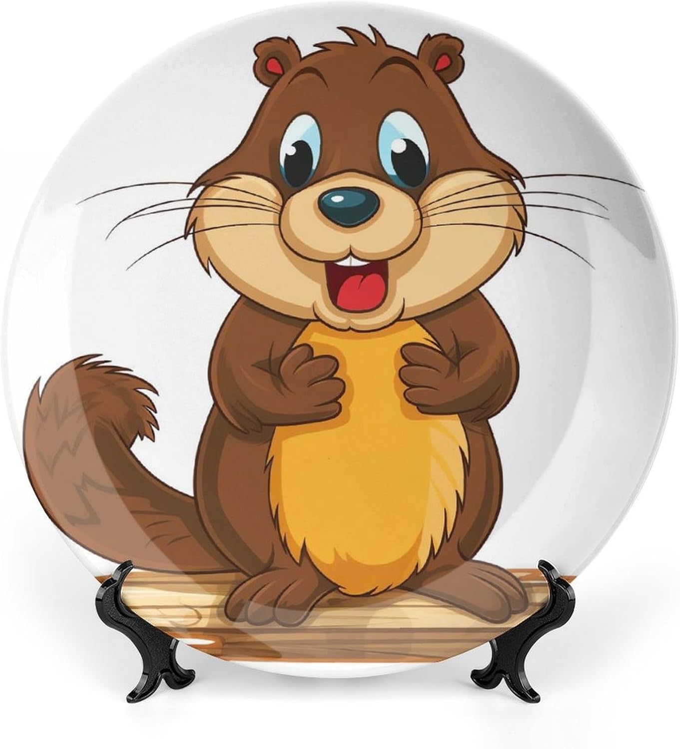 HPINK-T Decorative Plate for Wall Hanging Cartoon Animated Beaver Bone ...