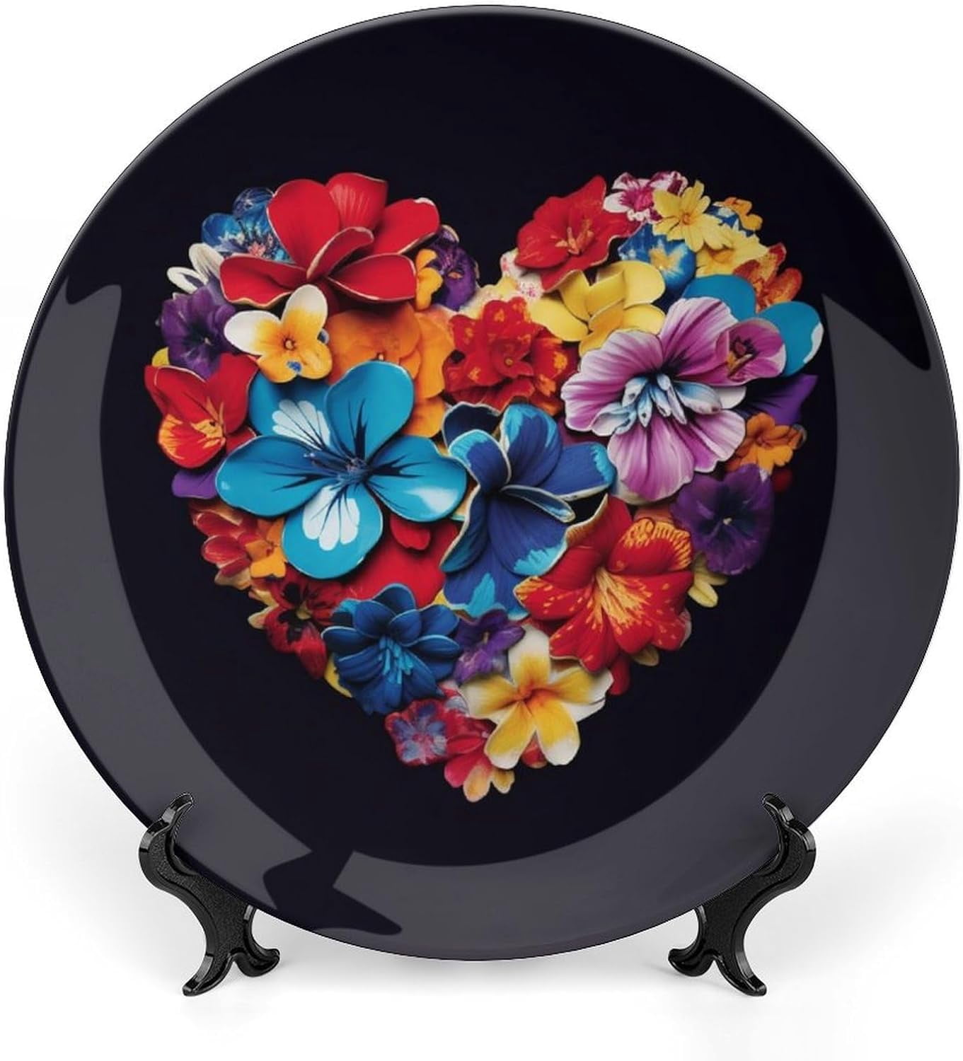 HPINK-T Decorative Plate for Wall Hanging Color Heart Flowers Bone ...