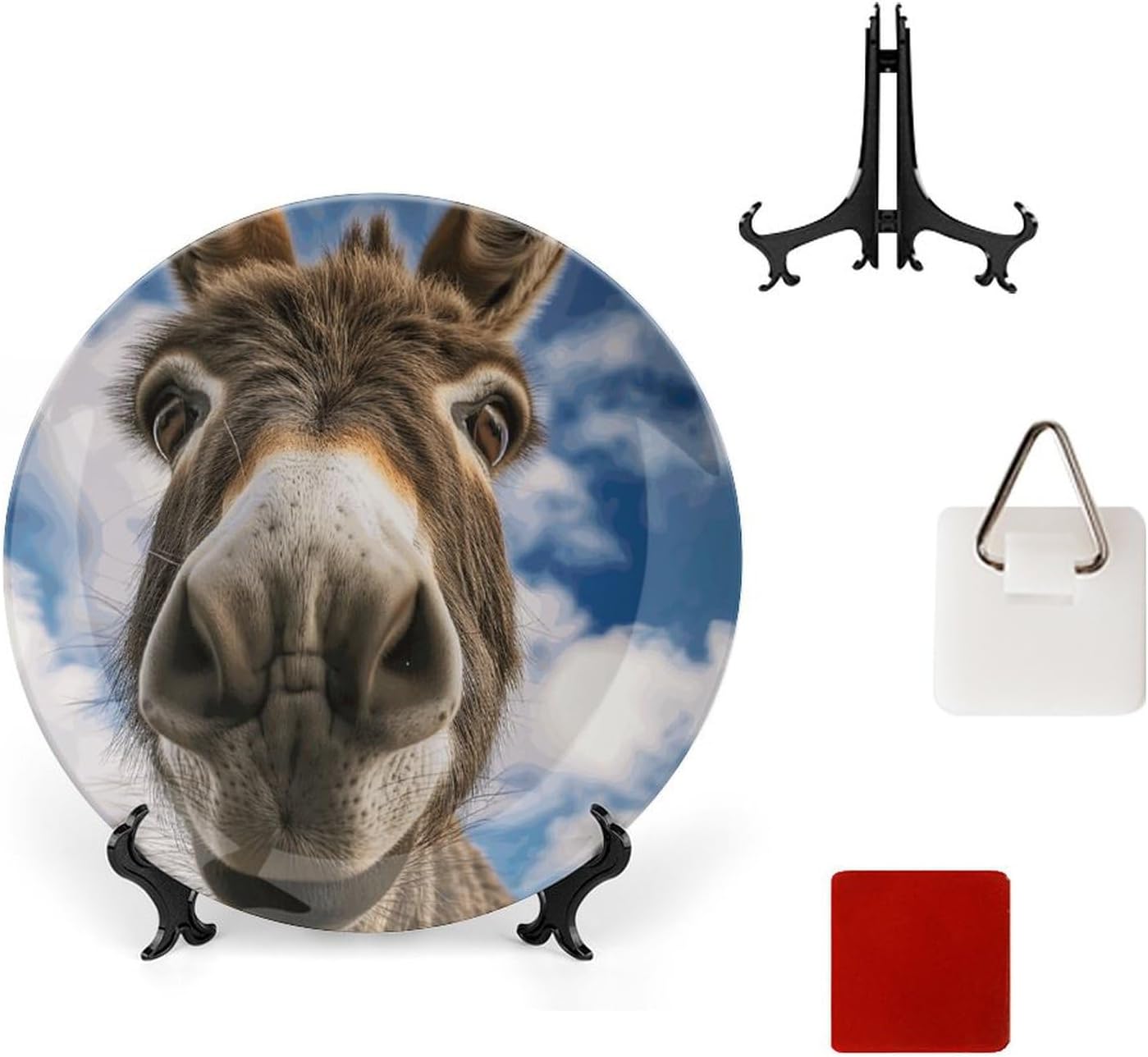HPINK-T Donkey Animal Selfie Bone China Decorative Plate Ceramic ...
