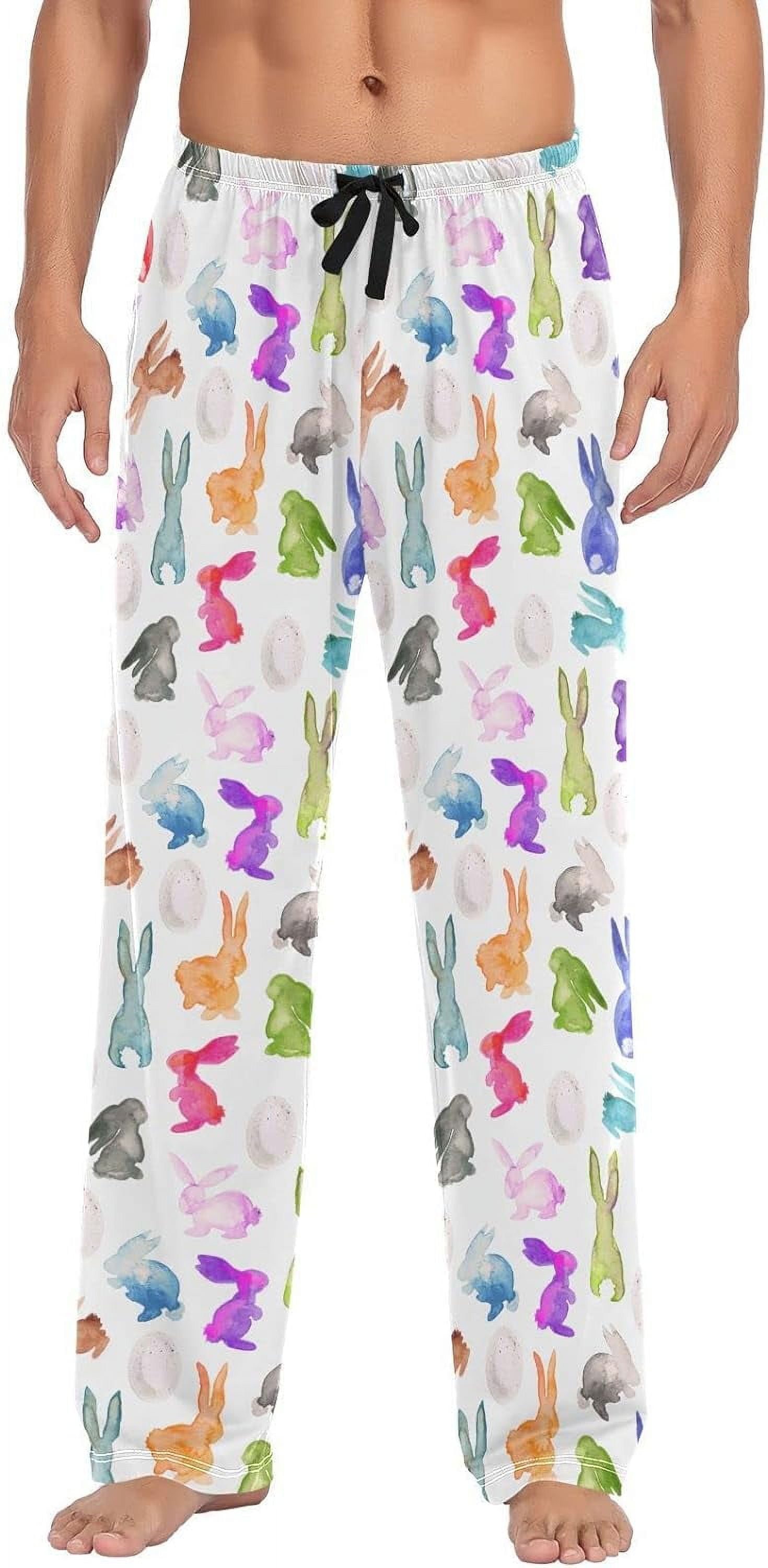 HPINK-T Easter Egg Bunny Men's Pajama Pants Sleepwear Pajama Pant with ...