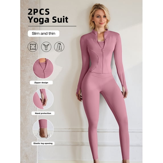 HPINK-T European Code Polyester Fabric Gym Running Clothes Long Sleeve ...