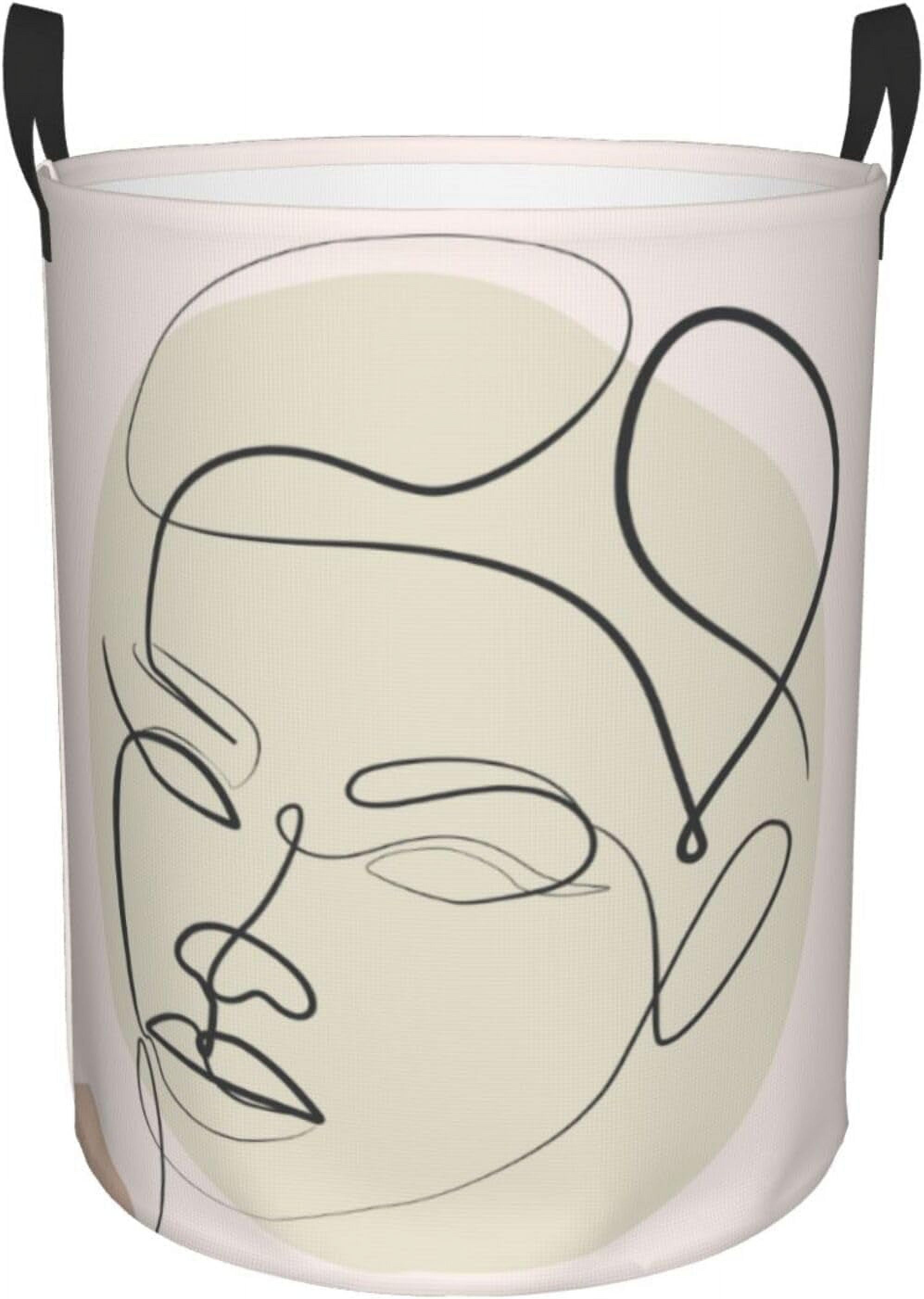 HPINK-T Face One Line Drawing Large Laundry Basket Laundry Hamper Bag ...