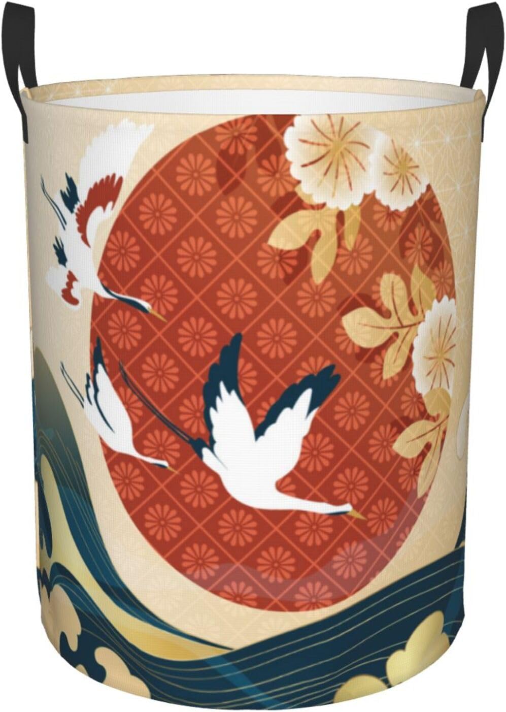 HPINK-T Gold Oriental Line Sun Crane Ocean Large Laundry Basket Laundry ...