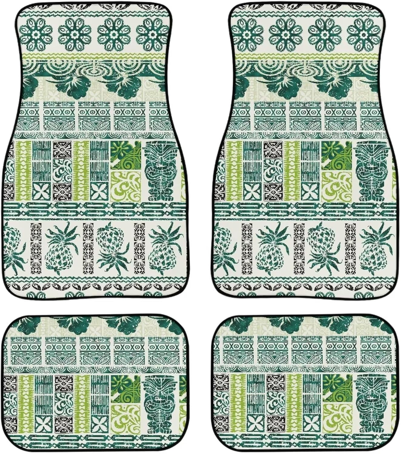 HPINK-T Hawaiian Print Car Floor Mats 4-Piece Rubber Front & Rear ...