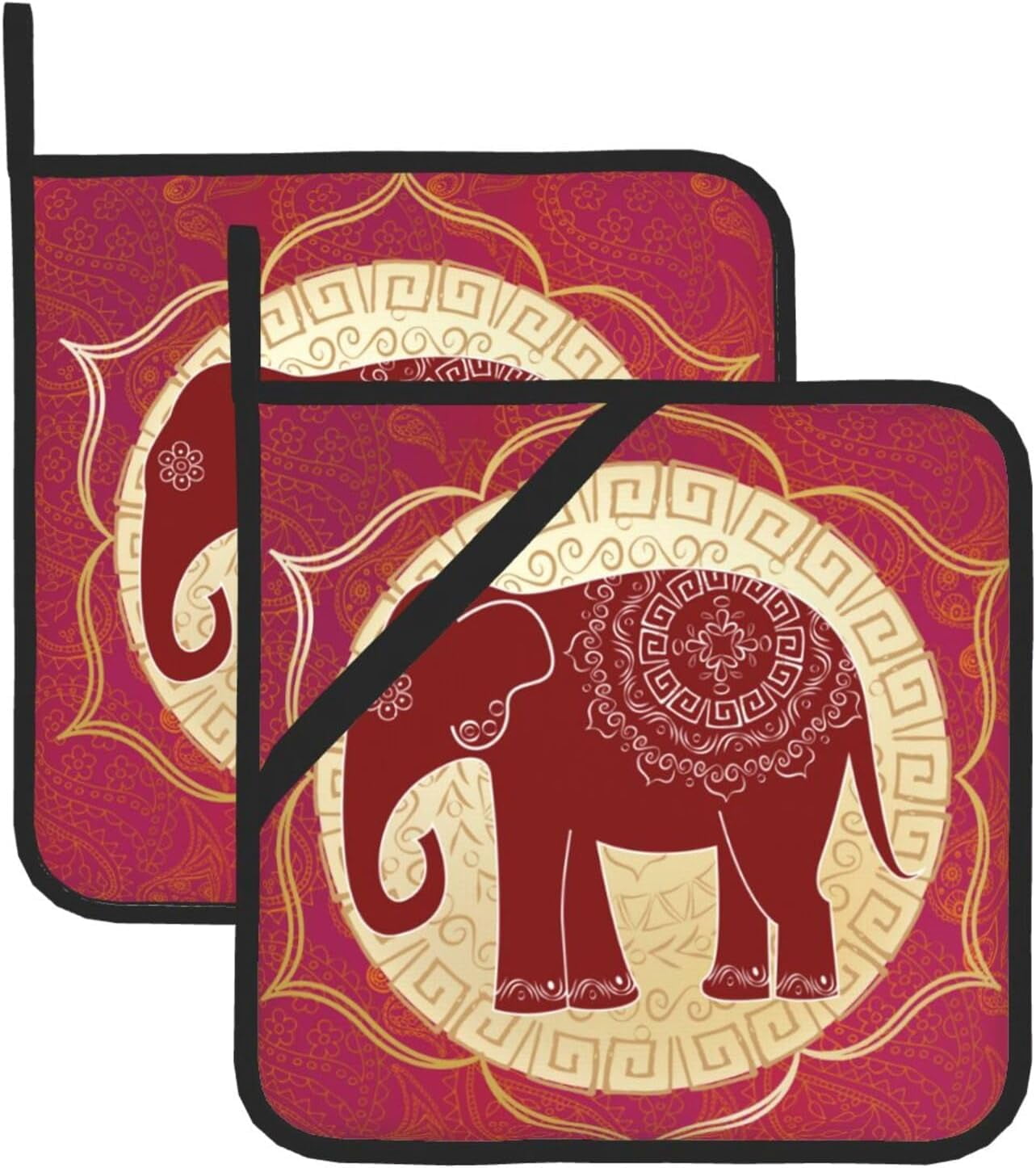 HPINK-T Indian Elephant Pot Holders Set of 2,Oven Hot Pads for Kitchen ...