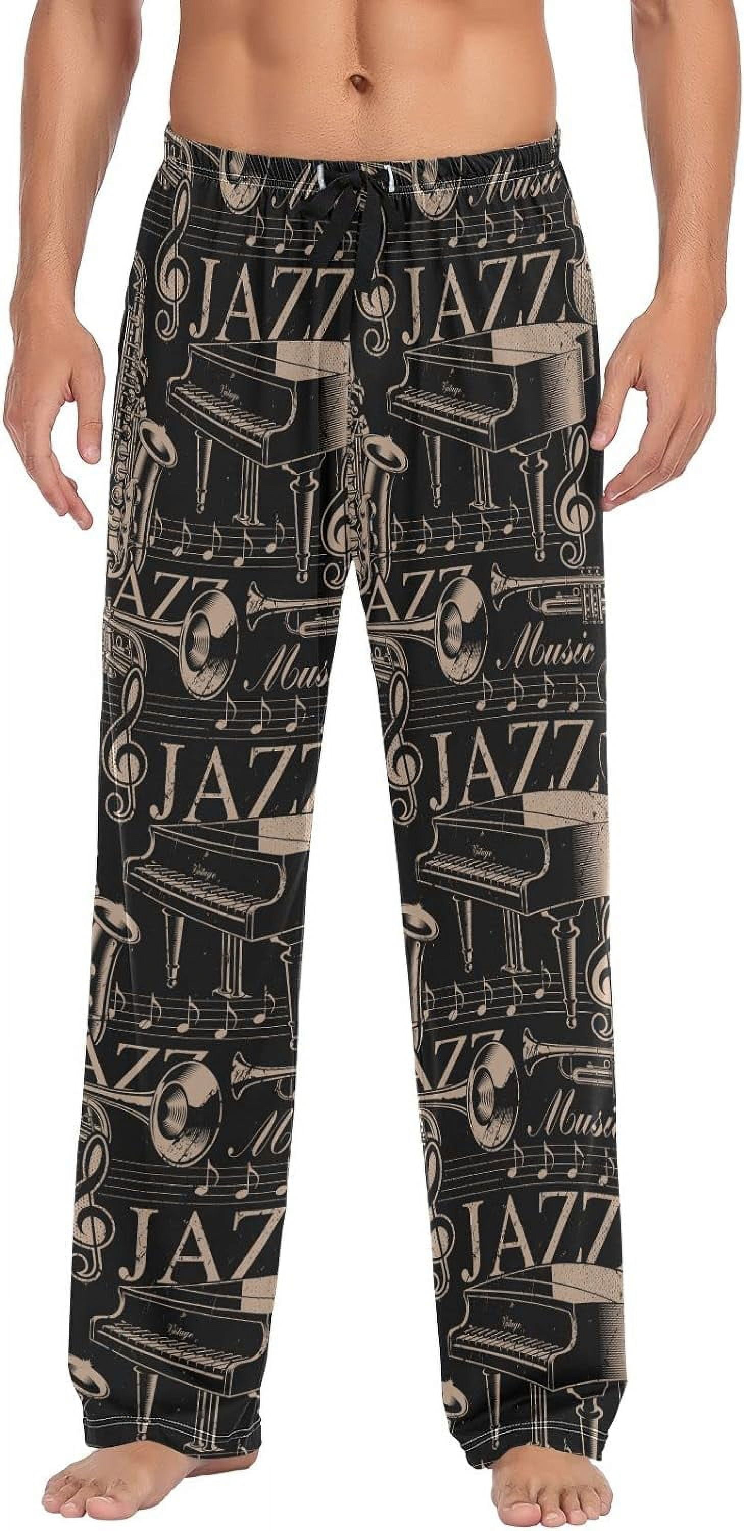 HPINK-T Jazz Music Notes Print Pajama Pants for Men Pajama Bottoms ...