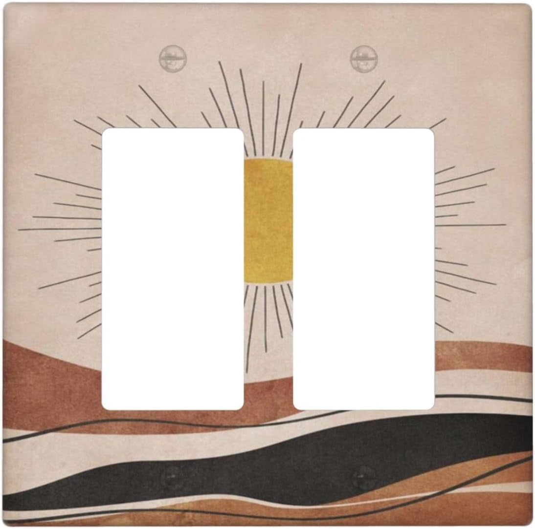 HPINK-T Light Switch Covers Double Rocker Abstract Sun Mid Century ...