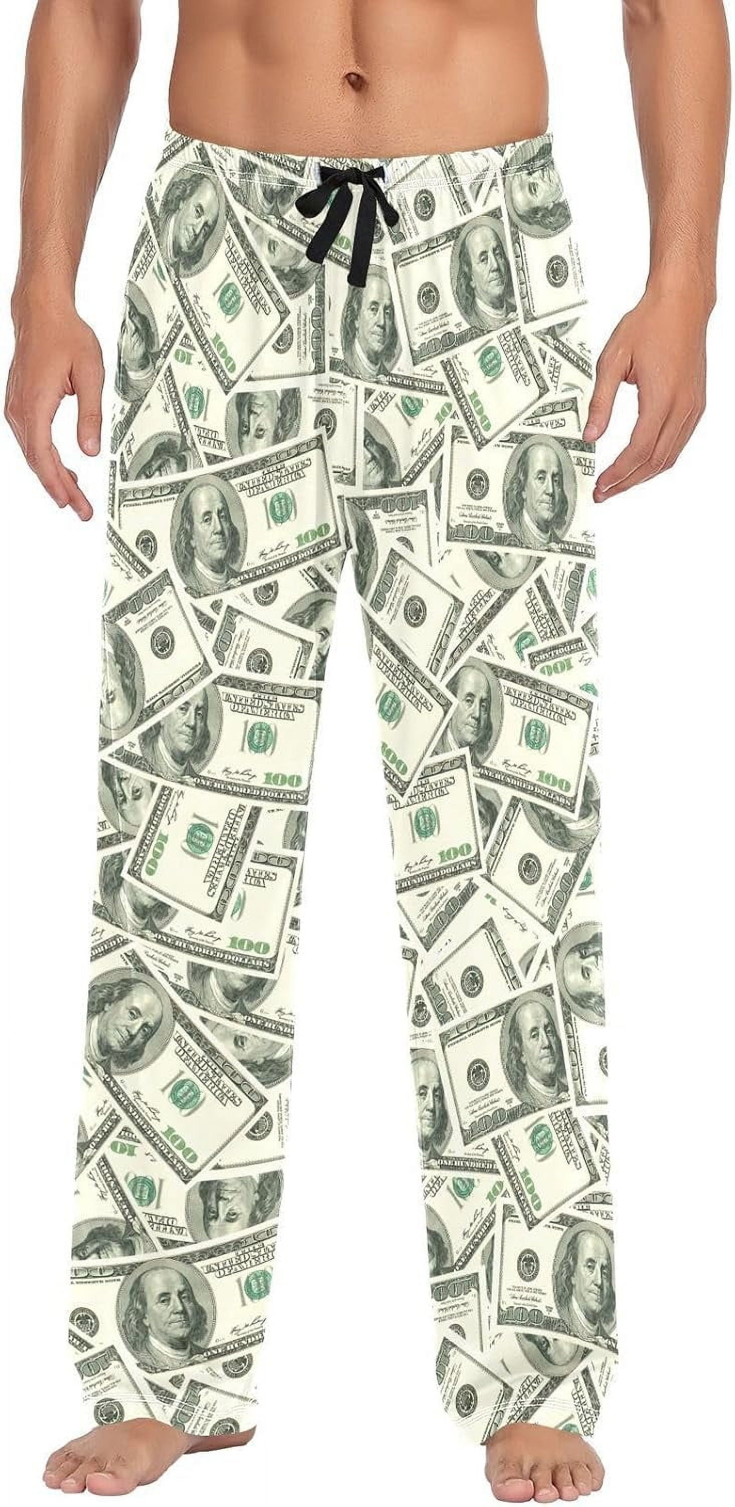 HPINK-T Men's Money Hundred Dollar Bill Pajama Pants Cotton Soft Comfy ...