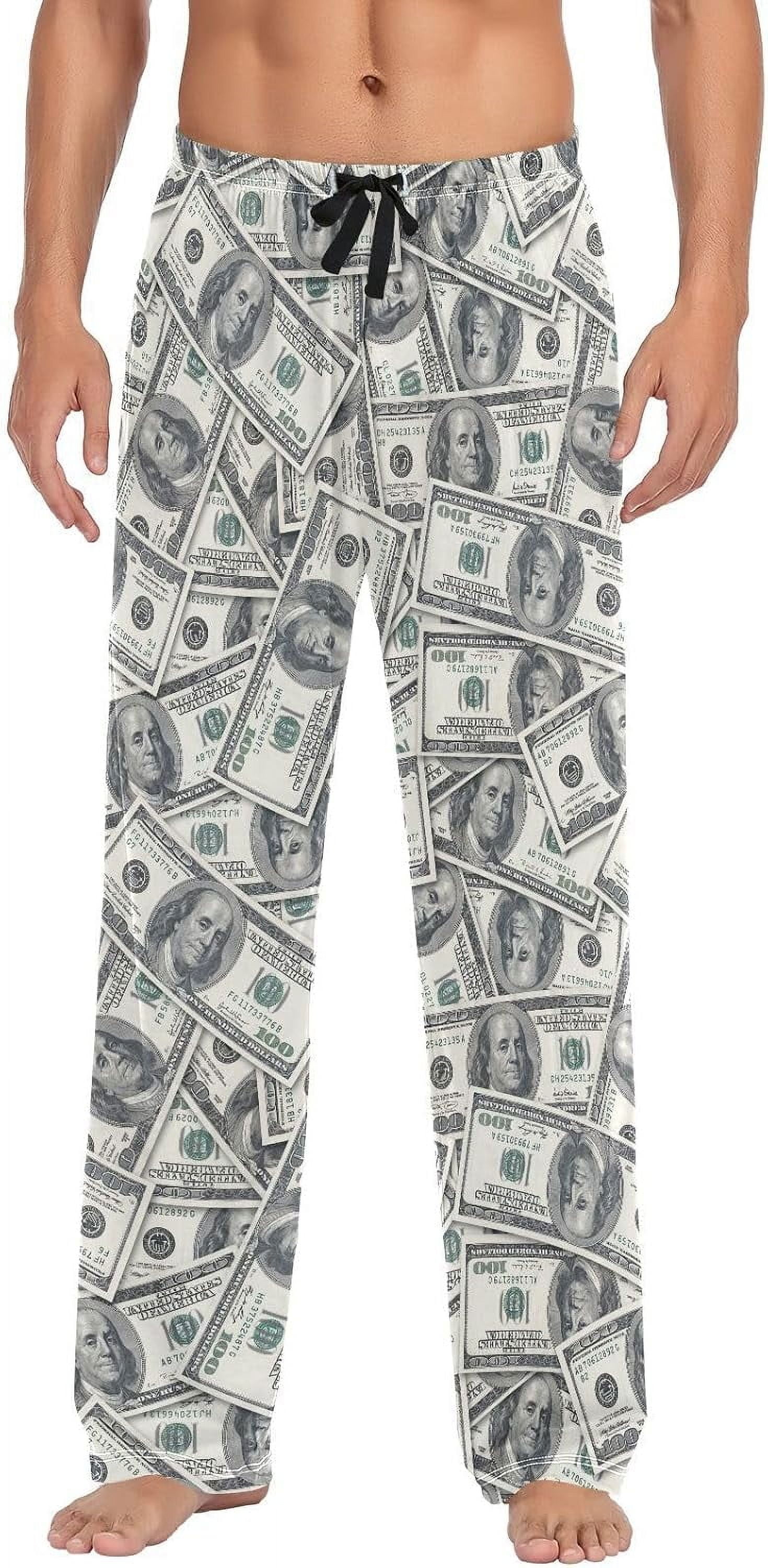 HPINK-T Money Hundred Dollar Bill Men's Pajama Pants Super Soft Sleep ...