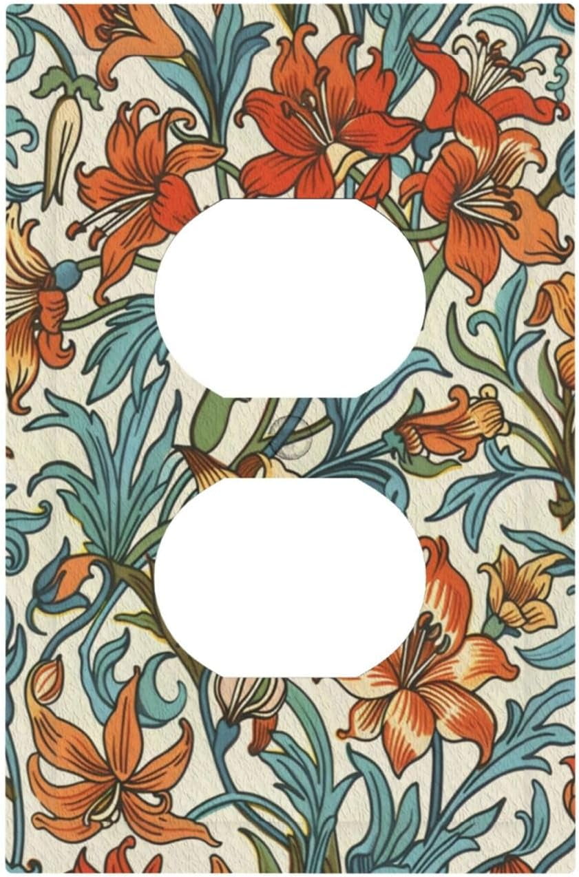 HPINK-T Morris Colorful Red Flowers Green Leaves 1 Gang Duplex Light ...