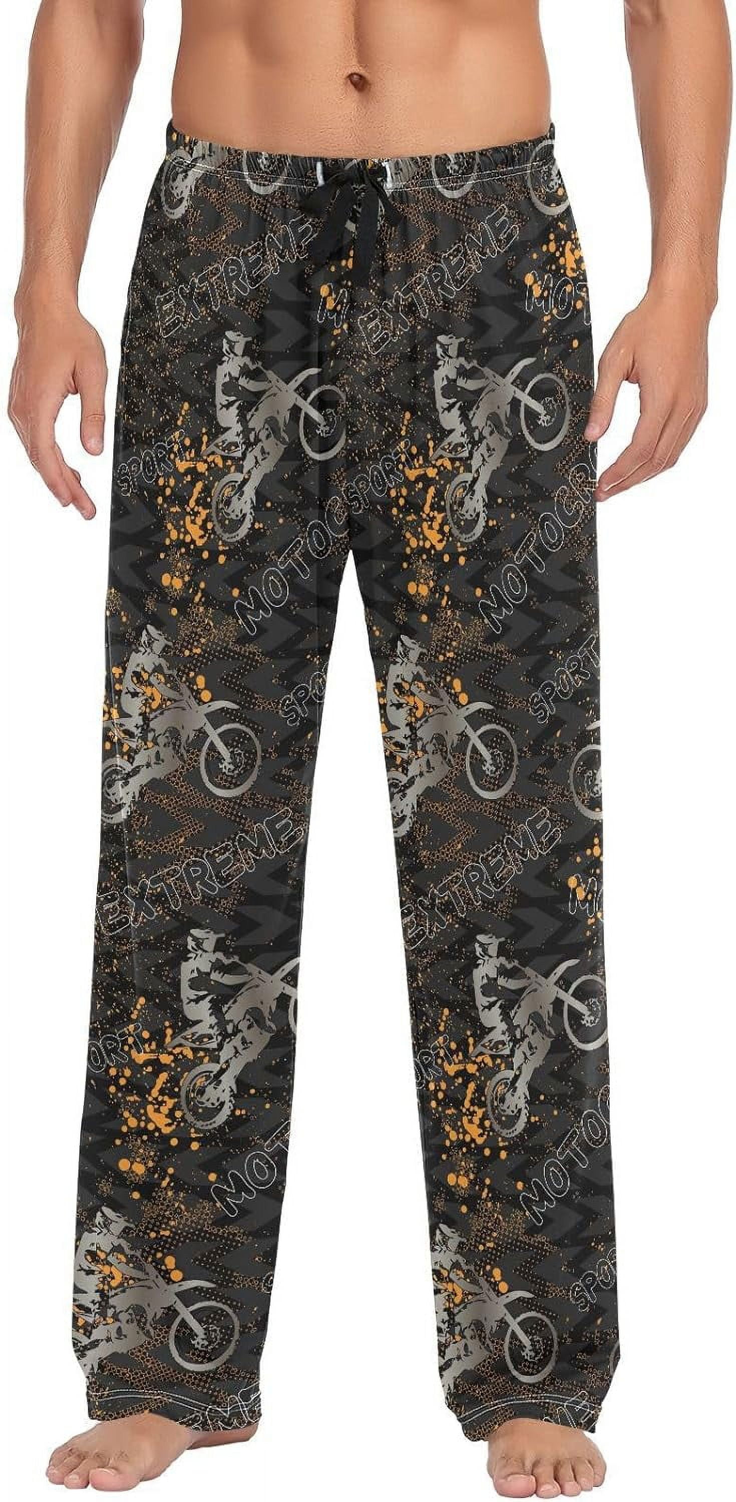 HPINK-T Motorcycle Print Pajama Pants for Men Pajama Bottoms Sleep ...