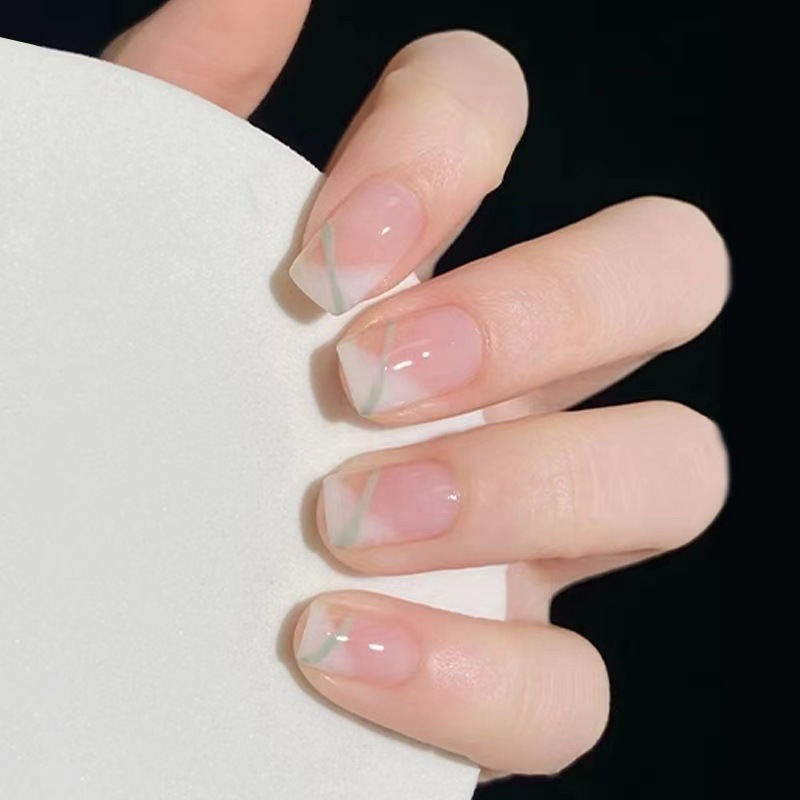 HPINK-T Nails Press ons,White Ombre Short Square Press on Nails Fake ...