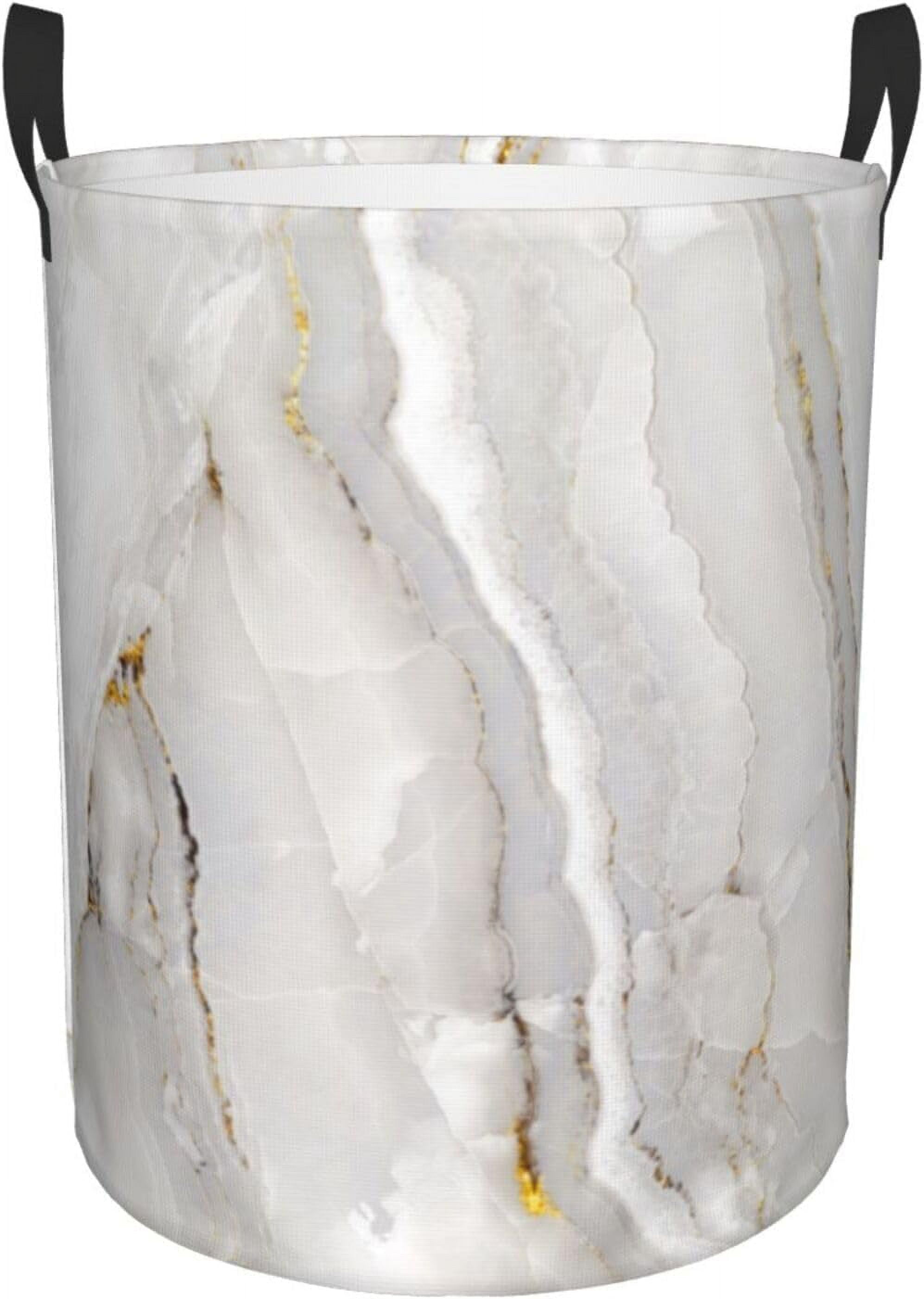 HPINK-T Natural Breccia White Marble Large Laundry Basket Laundry ...
