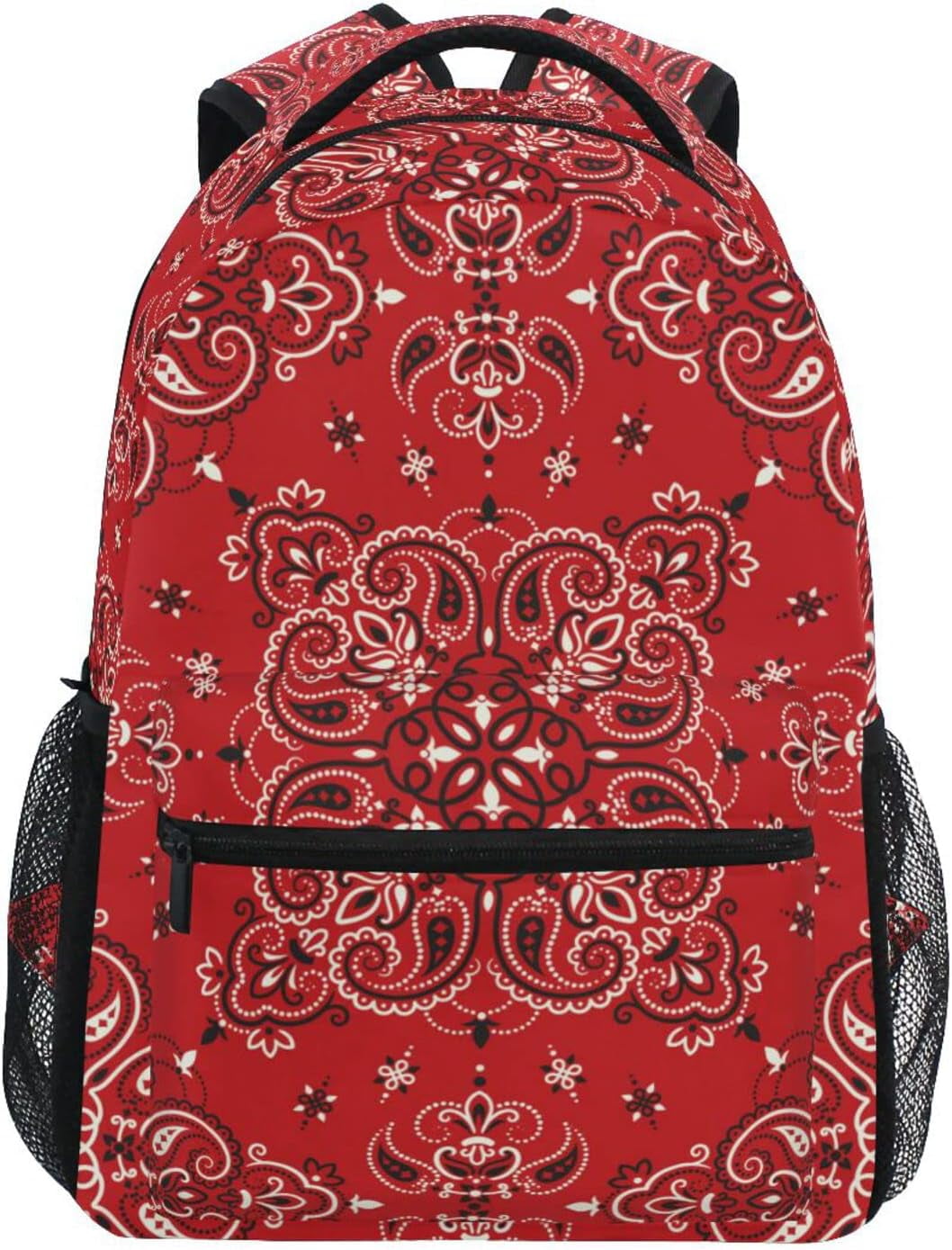 HPINK-T Paisley Bandana Boho Red Backpack Purse with Multiple Pockets ...