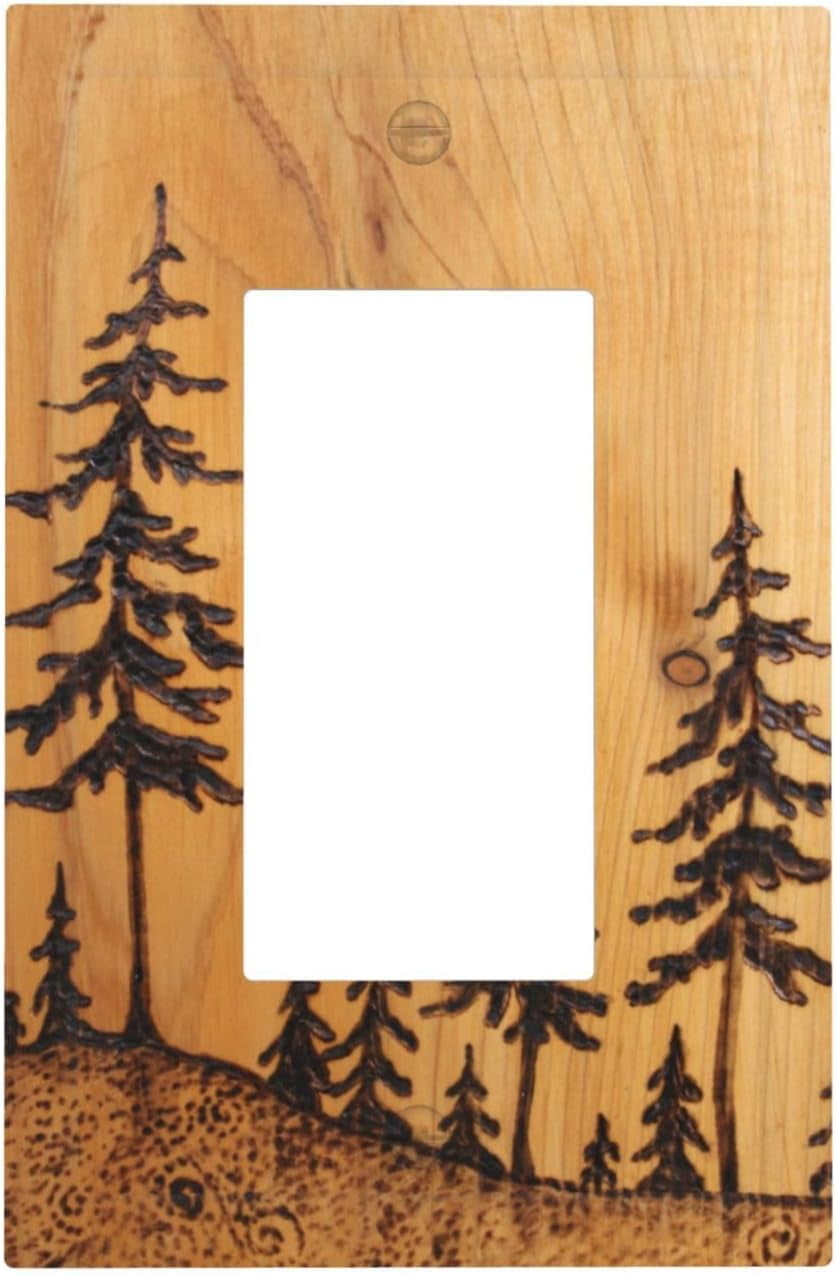 HPINK-T Rustic Wood Print Pine Tree Light Switch Cover Double Toggle 2 ...