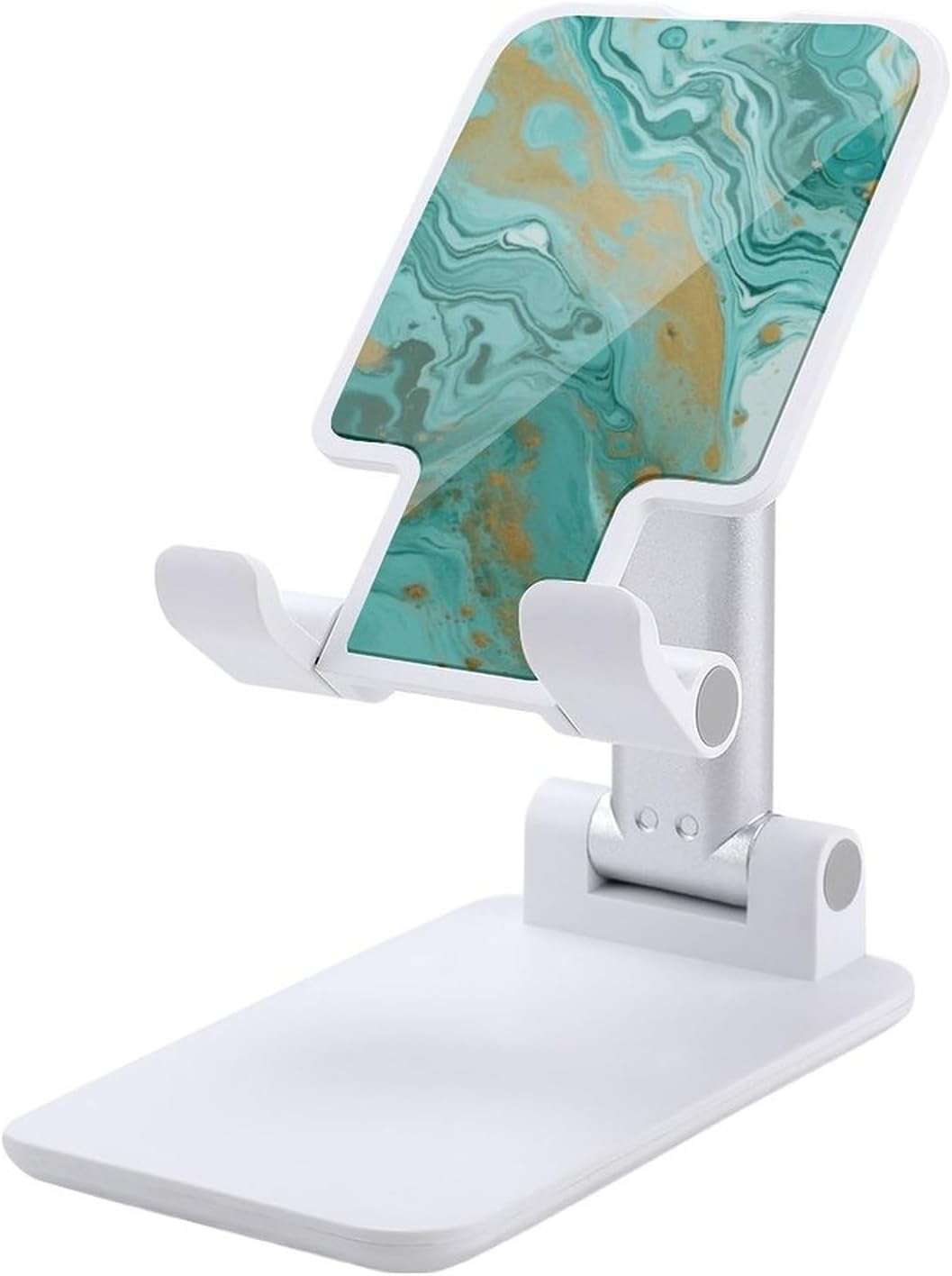 HPINK-T Teal and Gold Marble Cell Phone Stand Adjustable Angle Height ...