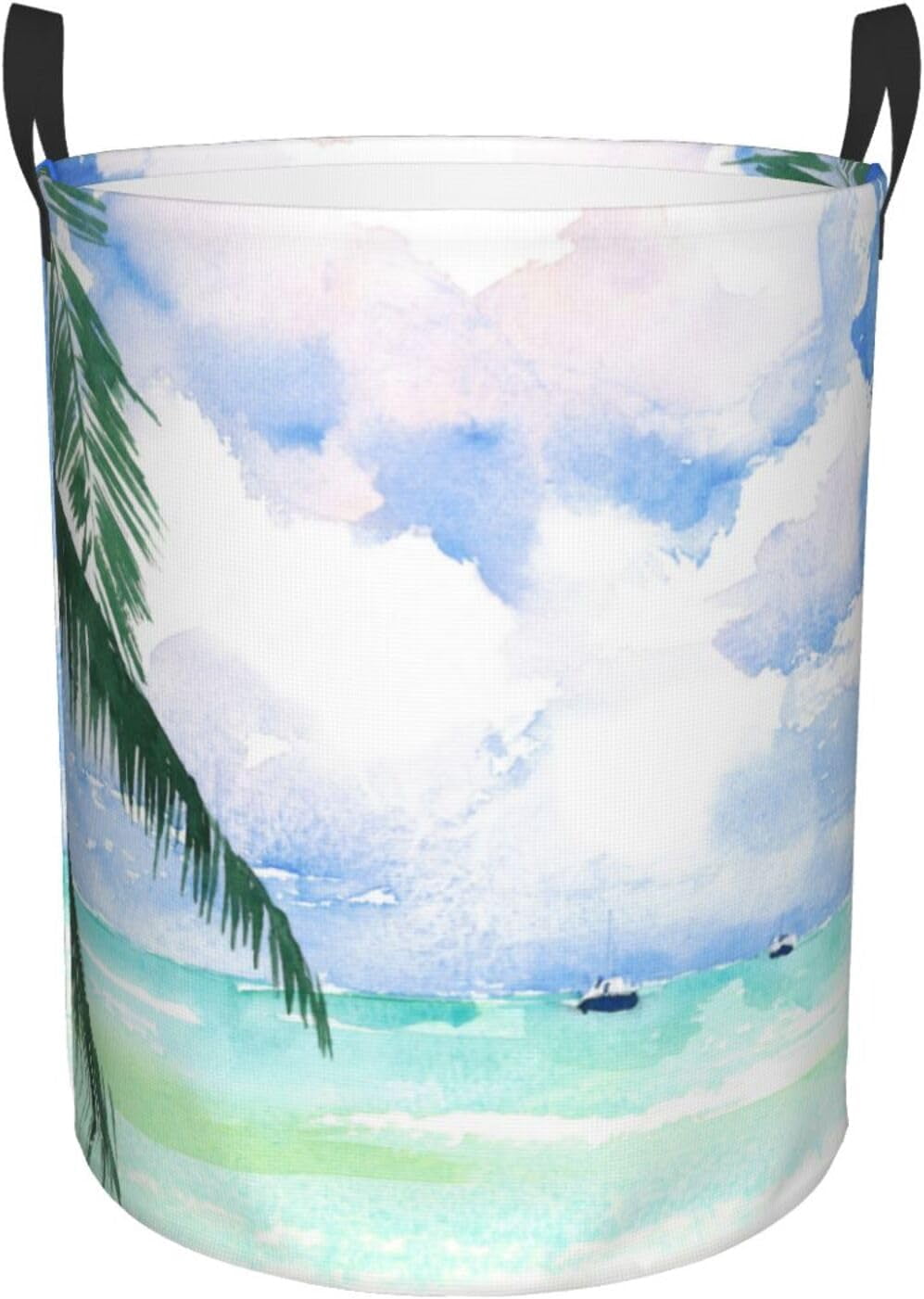 HPINK-T Tropical Palm Tree and Turquoise Ship Large Laundry Basket ...