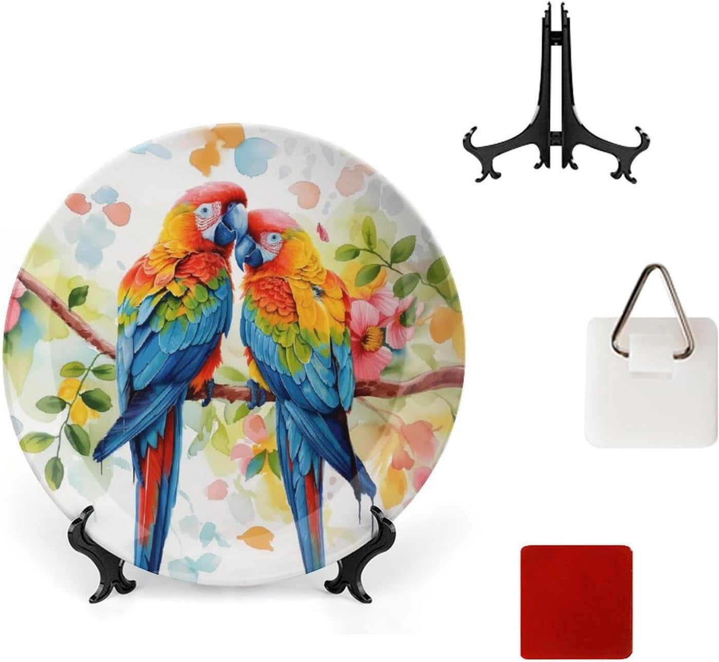 HPINK-T Two Colorful Parrots Bone China Decorative Plate Ceramic ...