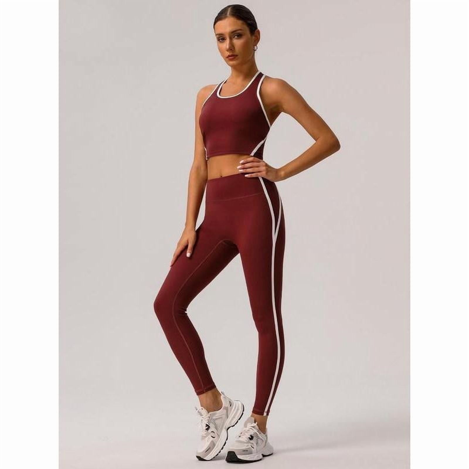 HPINK-T Women's Colorblock Crop Tank Top & High Waist Leggings ...