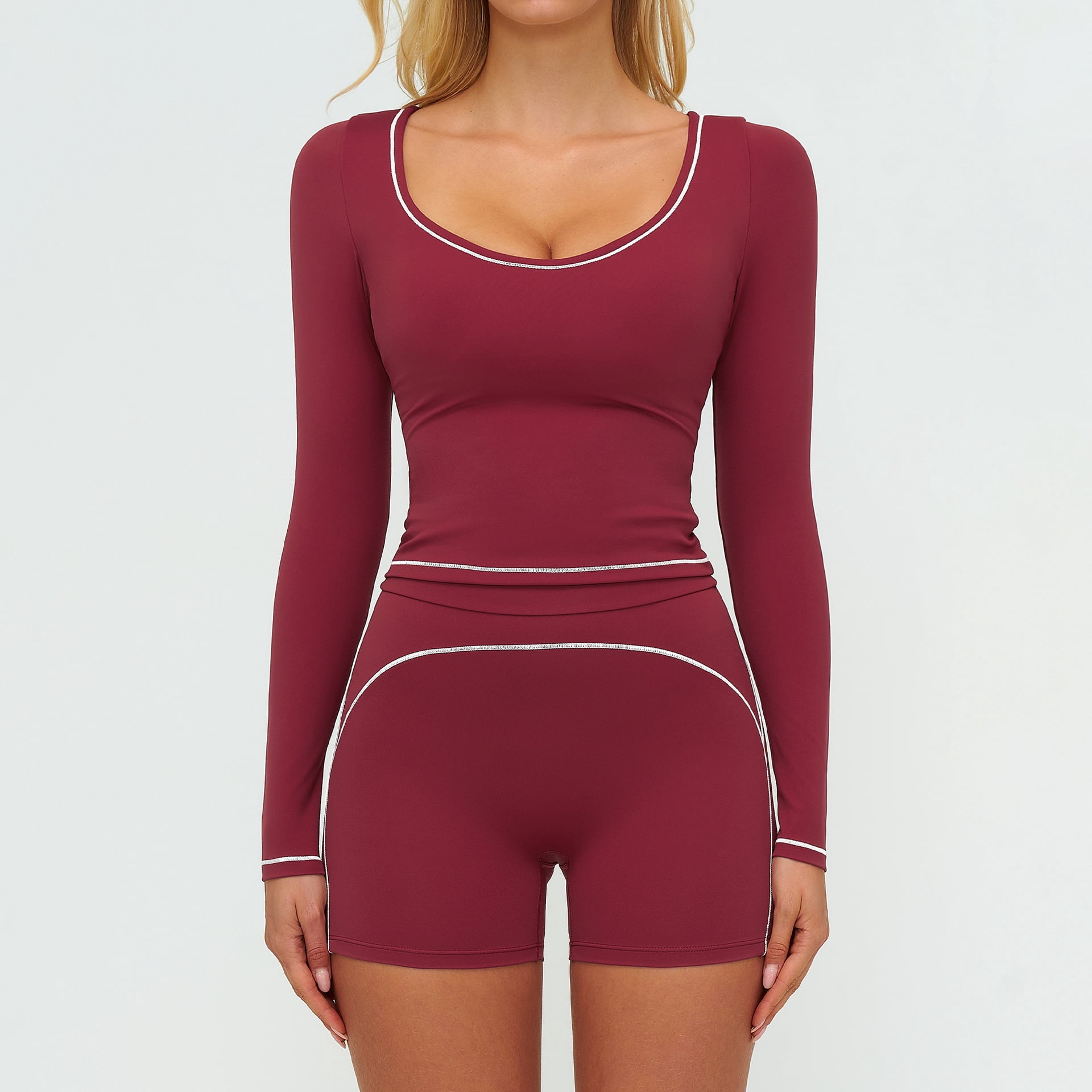 HPINK-T Womens 2 Piece Workout Sets Yoga Outfits Contouring Contrast ...
