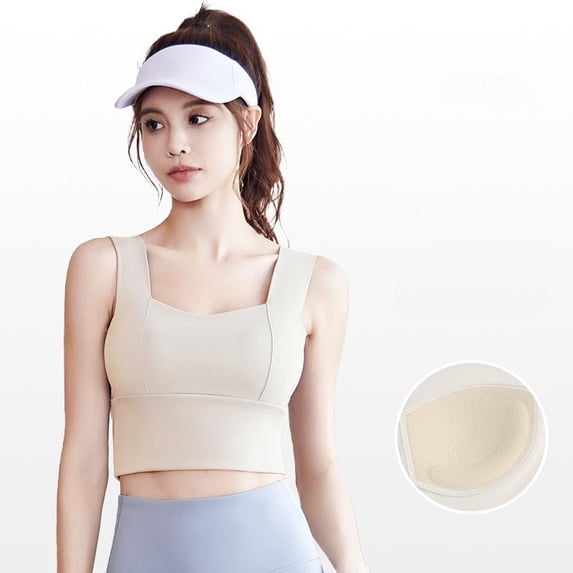 HPINK-T Womens Square Neck Longline Sports Bra - Workout Crop Tank Tops ...