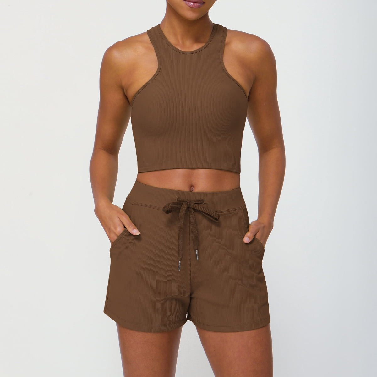 HPINK-T Womens Two Piece Sets Ribbing Casual Summer Outfits 2 Piece ...