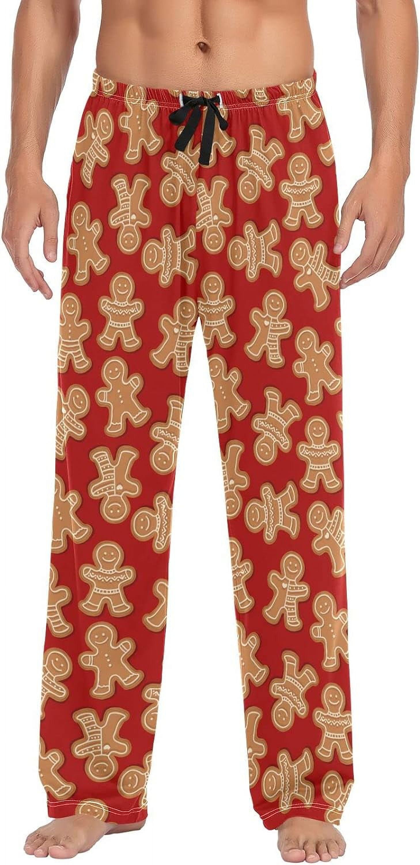 HPINK-T Xmas Gingerbread Men's Pajama Pants Sleepwear Pajama Pant with ...